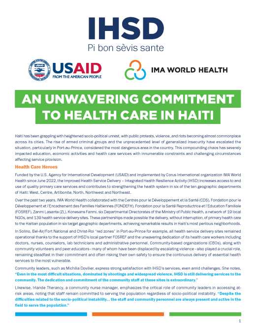 An Unwavering Commitment to Health Care in Haiti | IMA World Health